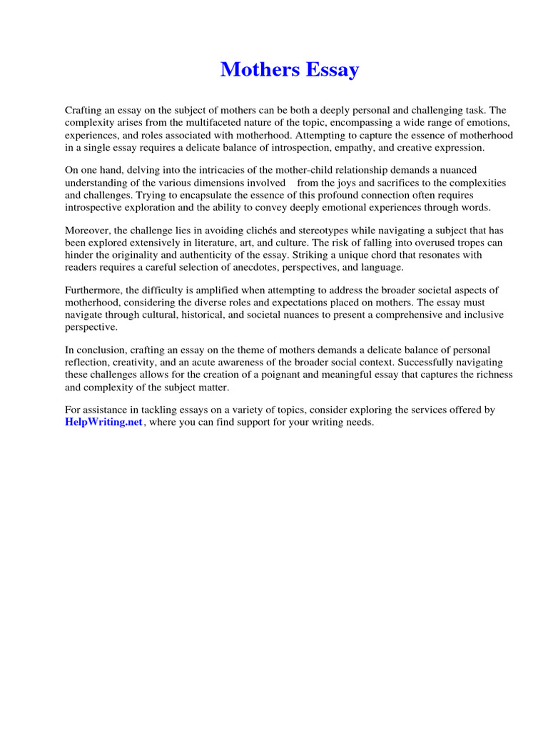 Mothers Essay | PDF | Socrates | Robert Schumann