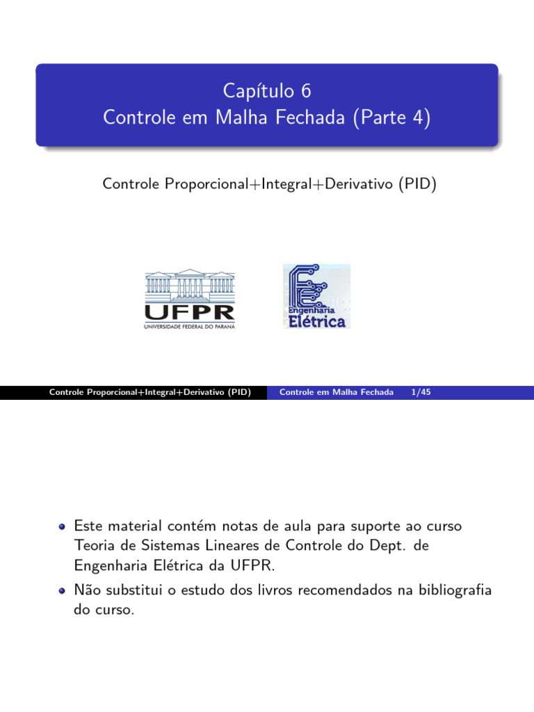Aula - Cap6 - v231027 - Controle MF - Parte 4 - Controle PID | PDF