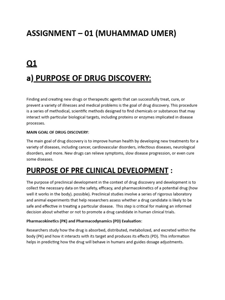 Muhammad Umer (Assignment 01) | PDF | Phases Of Clinical Research | Drug Development