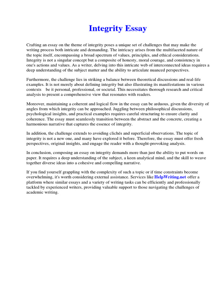 Integrity Essay | PDF | Integrity | Ford Motor Company