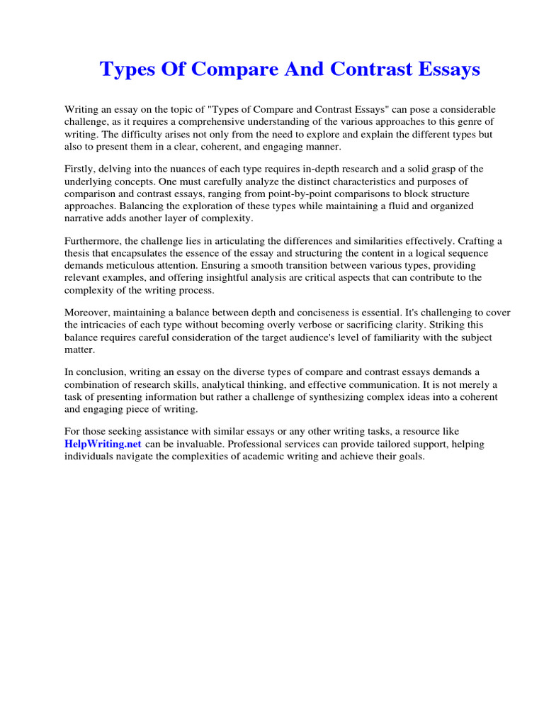 Types of Compare and Contrast Essays | Download Free PDF | Essays ...