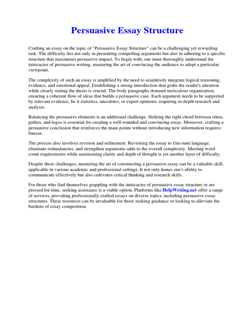 Persuasive Essay Structure | PDF | Fluoride | Essays