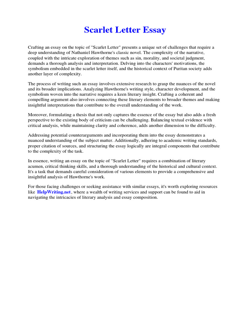 Scarlet Letter Essay | PDF