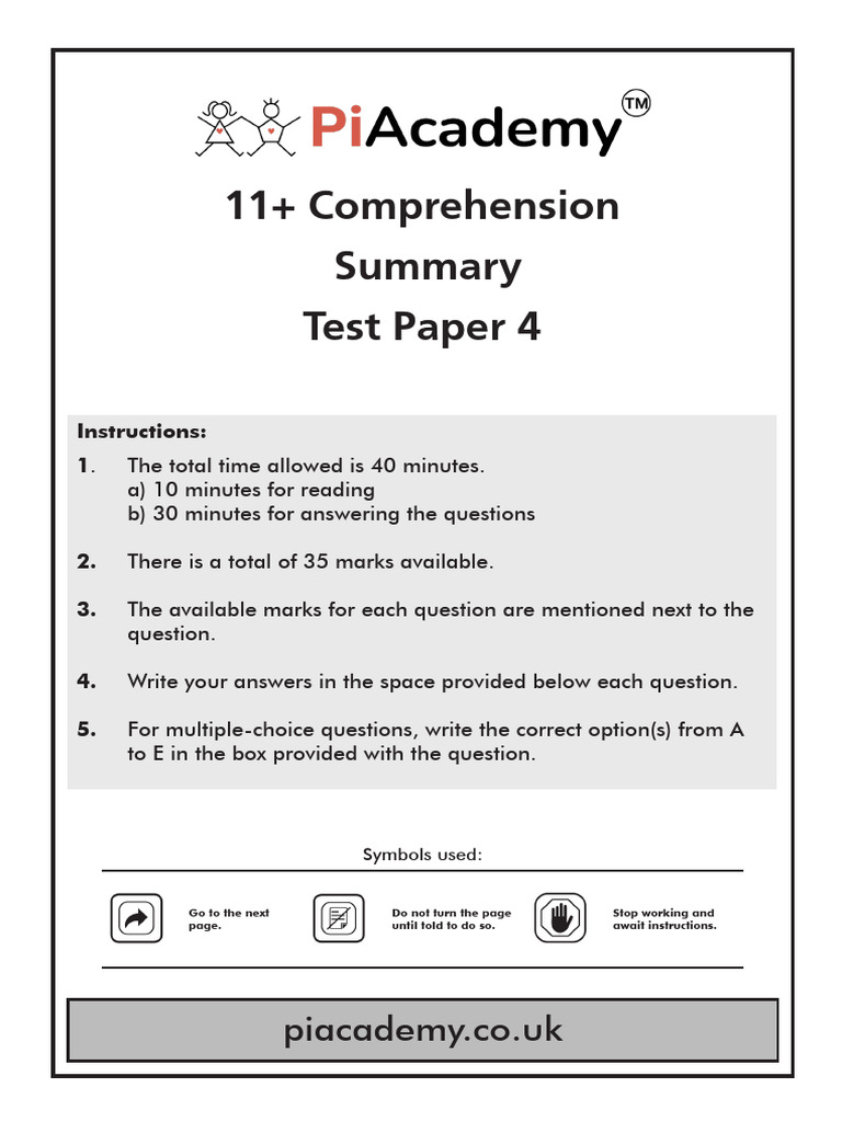 11 Plus Comprehension Summary Test Paper 4 Ijh | PDF | Blood | Bleeding