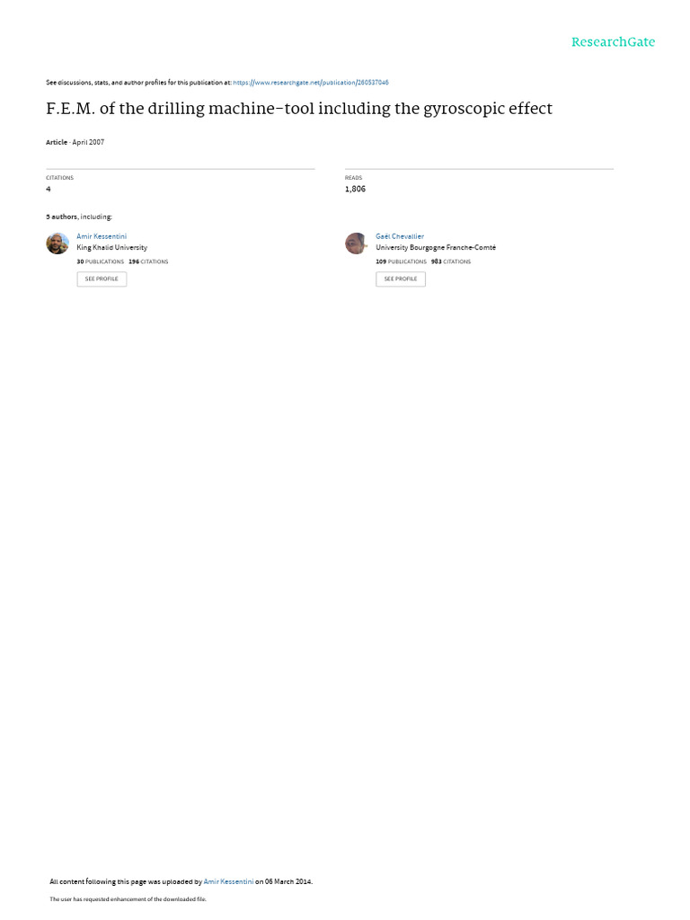 FEM Analysis of Drilling Machine Dynamics | PDF