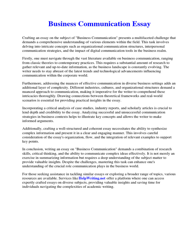 Business Communication Essay | PDF | Communication | Aquaculture