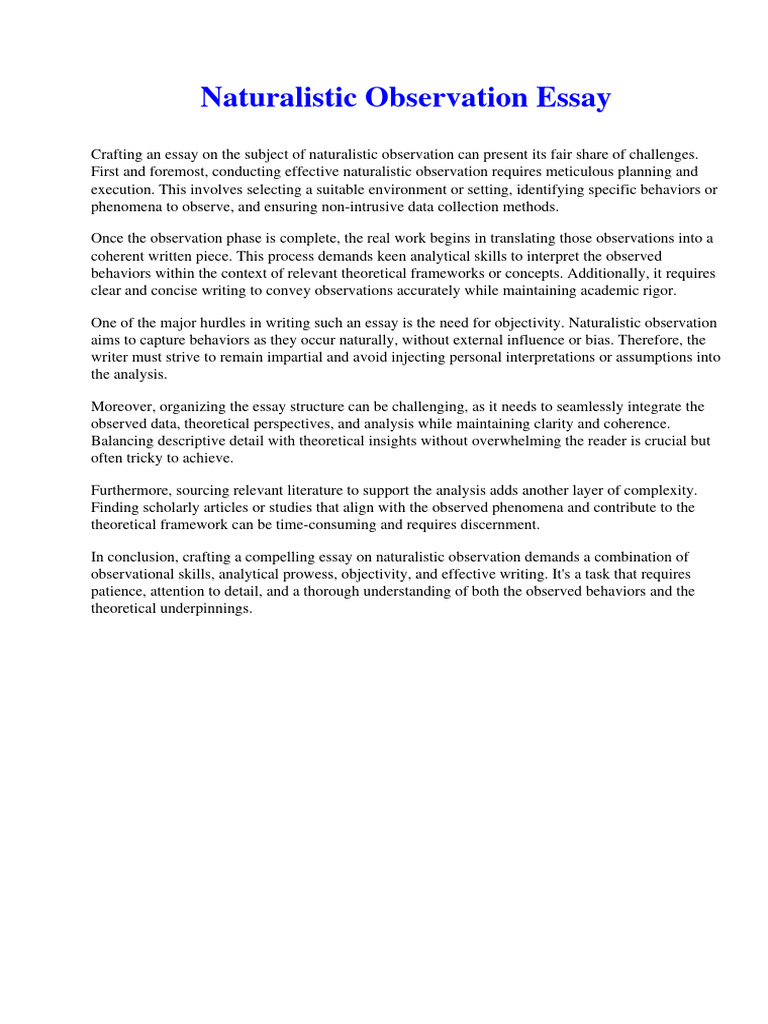 Naturalistic Observation Essay | PDF | Observation | Essays