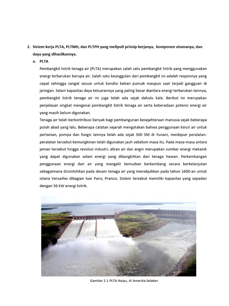 Sistem Kerja PLTA, PLTMH, dan PLTPH | PDF