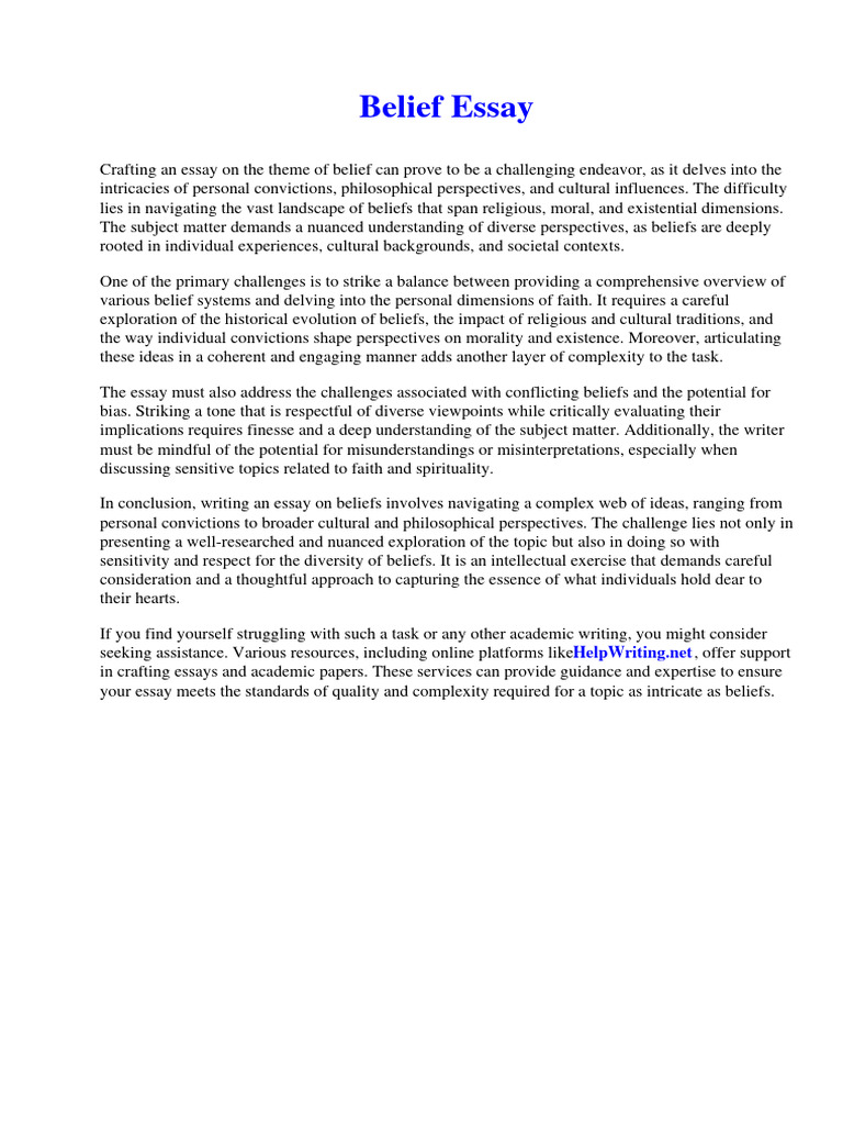 Belief Essay | PDF | Essays | Psychological Concepts