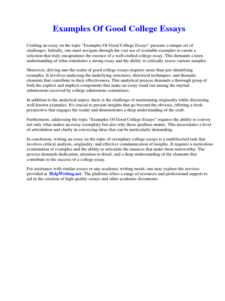 Examples of Good College Essays | PDF | Essays | Databases