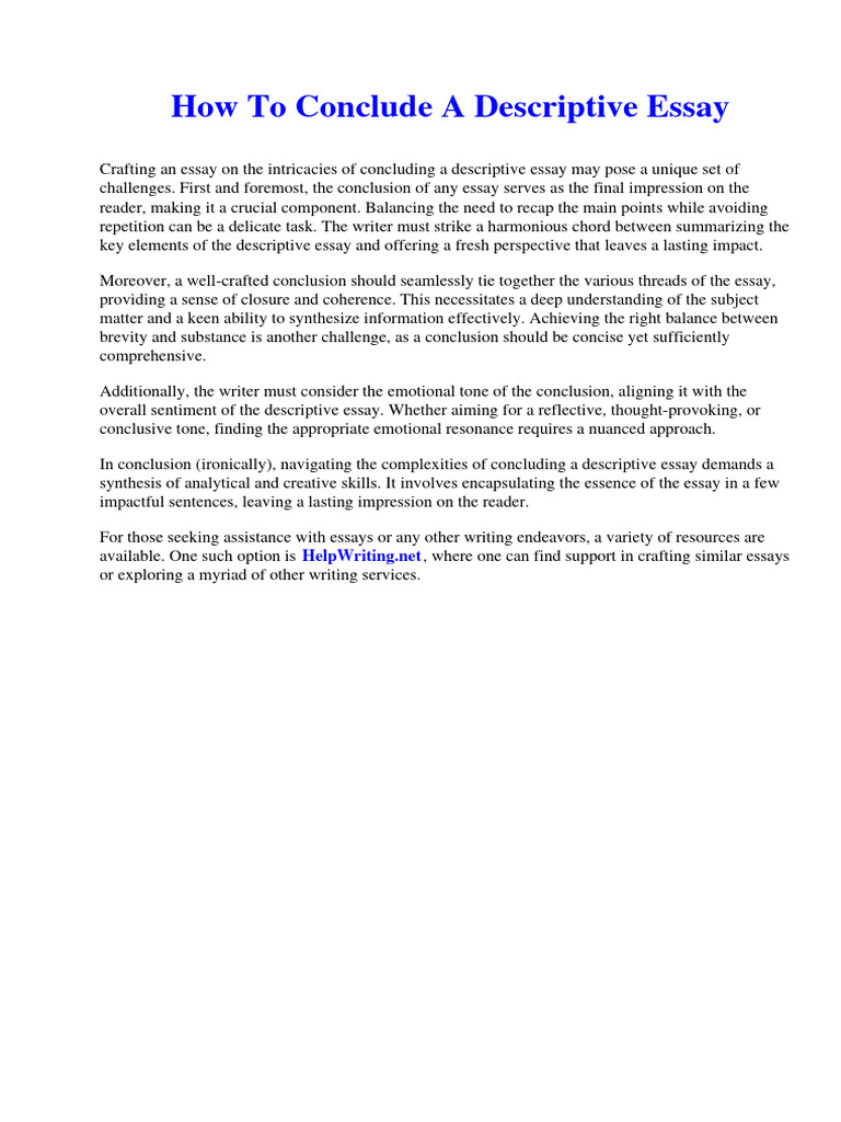 Descriptive Essay Conclusion Guide | PDF | Area | Circle
