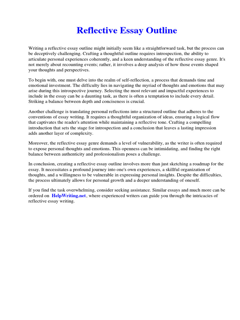 Reflective Essay Outline | PDF | Essays | Thought