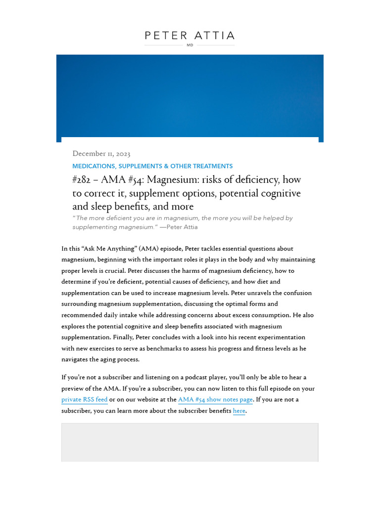 #282 - AMA #54: Magnesium: Risks of Deficiency, How To Correct It ...