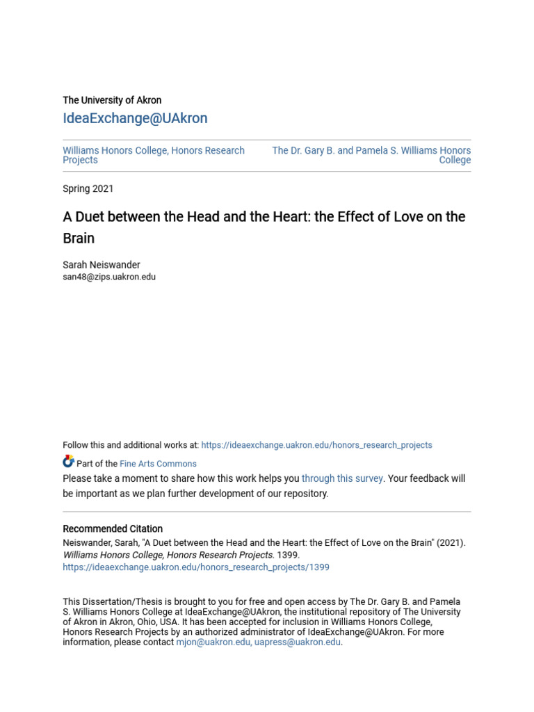 A Duet Between The Head and The Heart - The Effect of Love On The | PDF ...