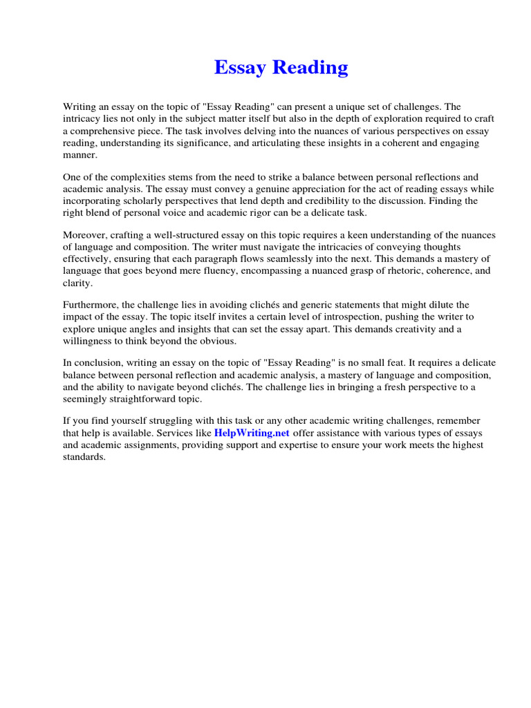 Essay Reading | PDF