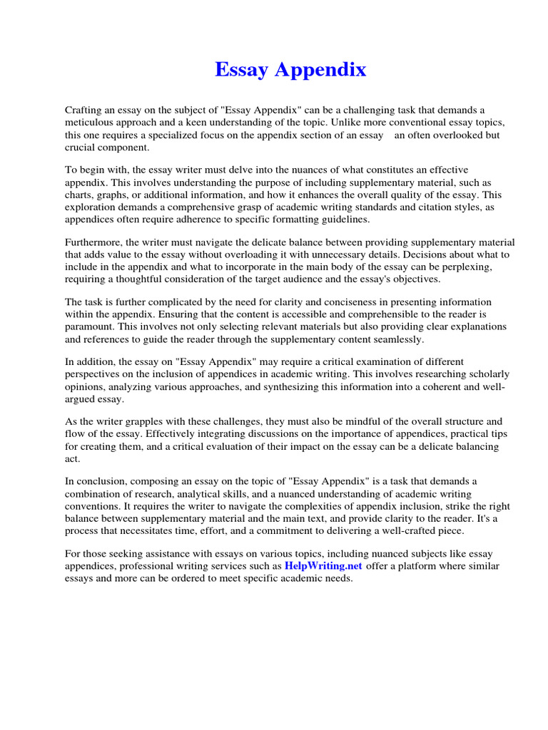 Essay Appendix | PDF | Essays | Allegory