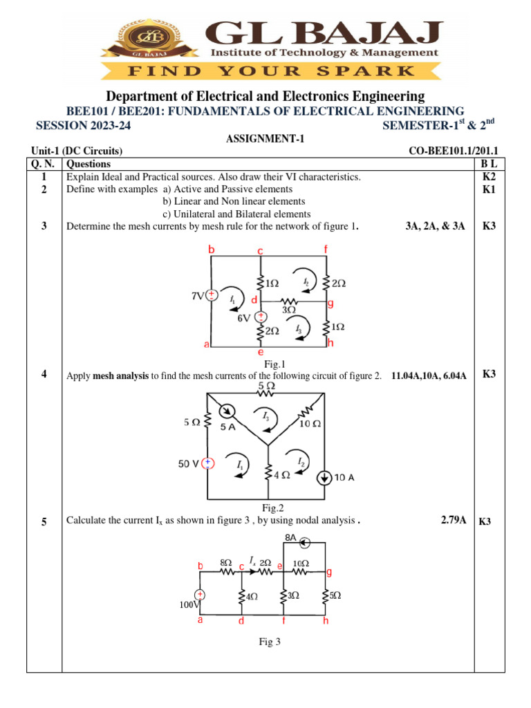 EE Assignment 23-24 Sem 1 | PDF | Transformer | Electric Motor
