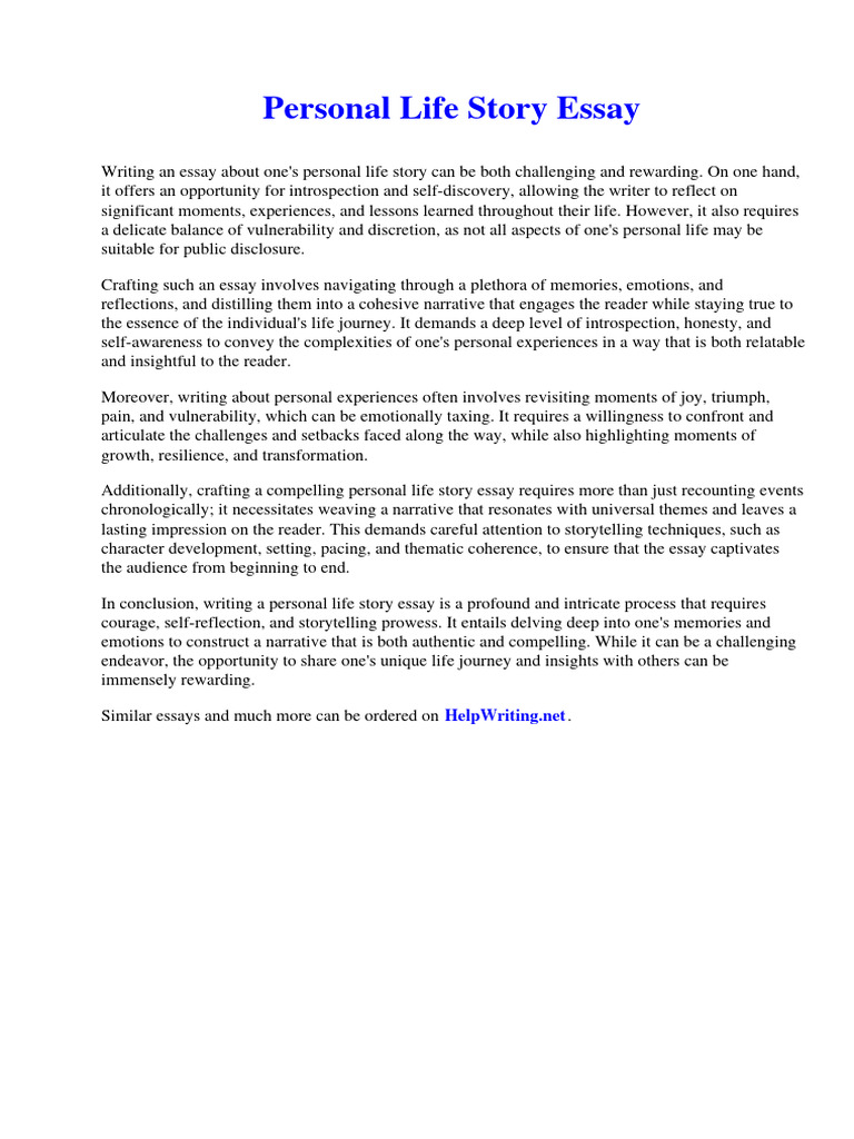 Personal Life Story Essay | PDF | Weight Training | Cosmopolitanism