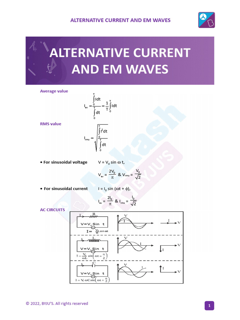 Alternating Current - Revision Session-Handbook | Download Free PDF | Waves | Electromagnetic ...