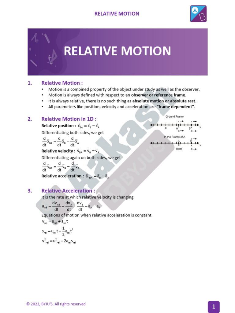 Relative Motion - Handbook | PDF | Acceleration | Velocity