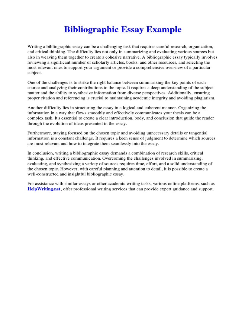 Bibliographic Essay Example | PDF | Essays | Instinct