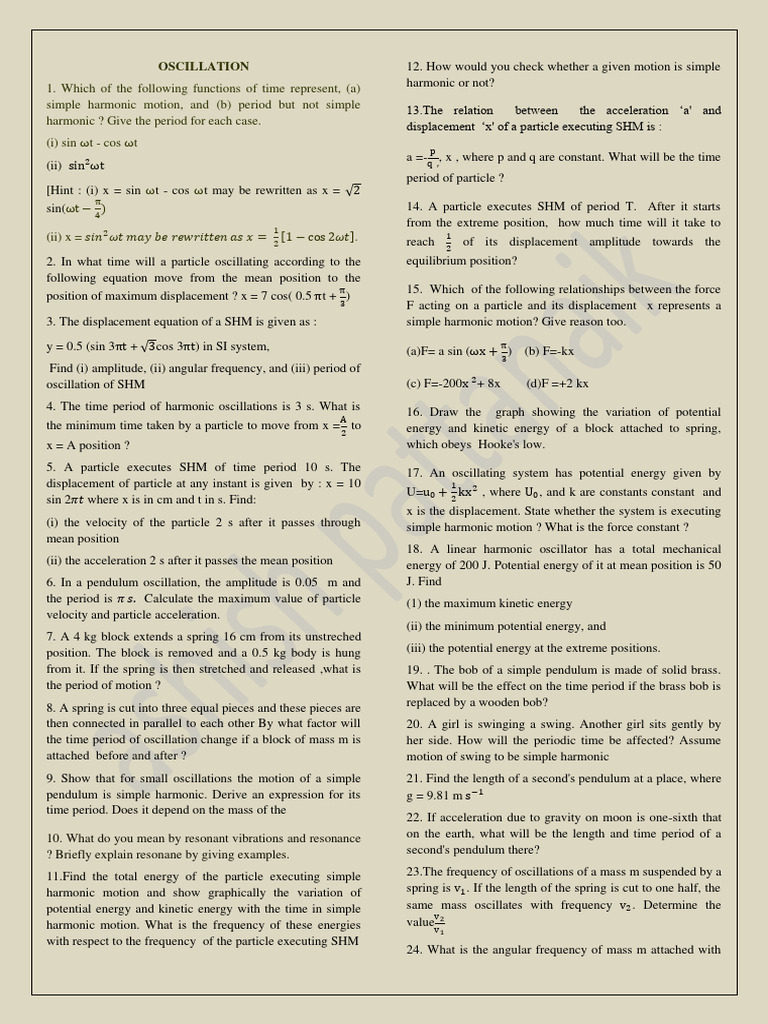 Oscillation Important | PDF | Oscillation | Resonance