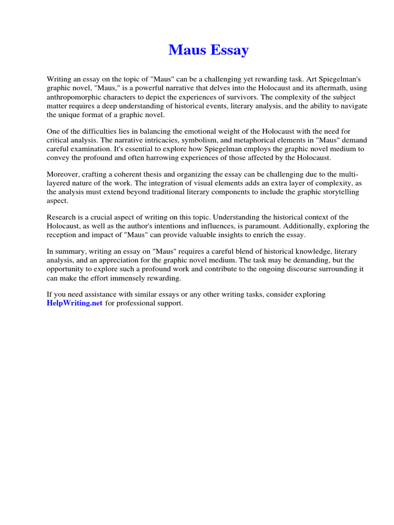 Maus Essay | PDF | Median | Mean