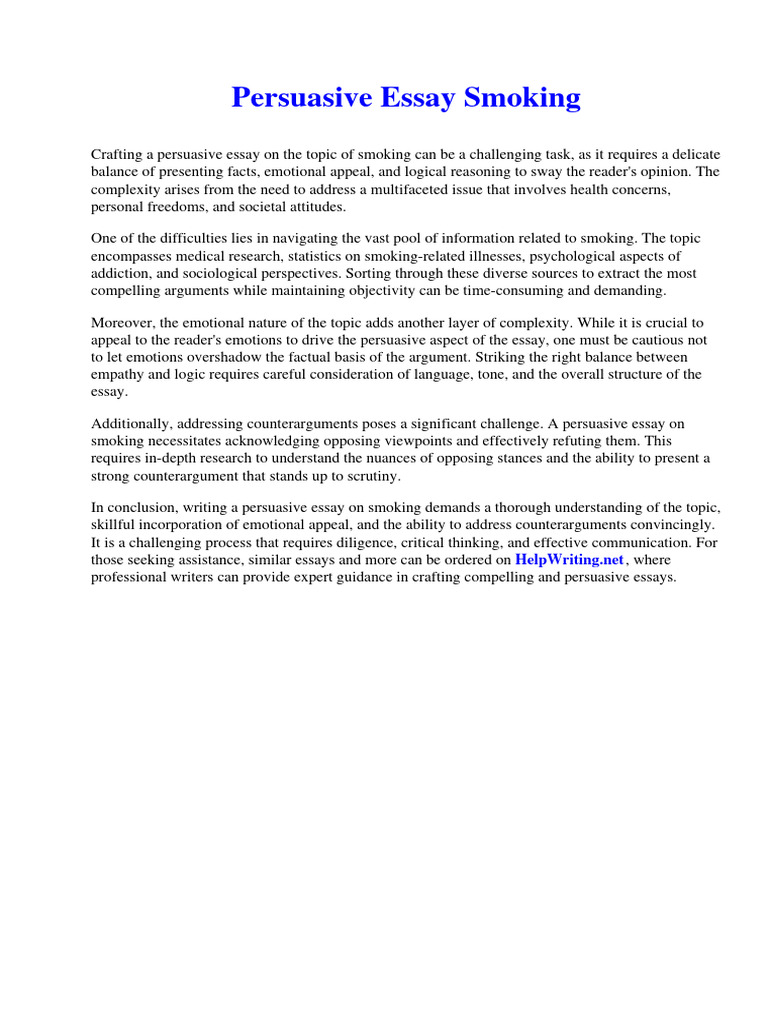 Persuasive Essay Smoking | PDF | Police | Essays