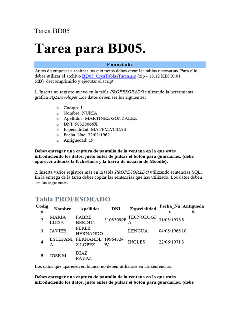 Tarea BD05 | PDF | SQL | Ventana (informática)