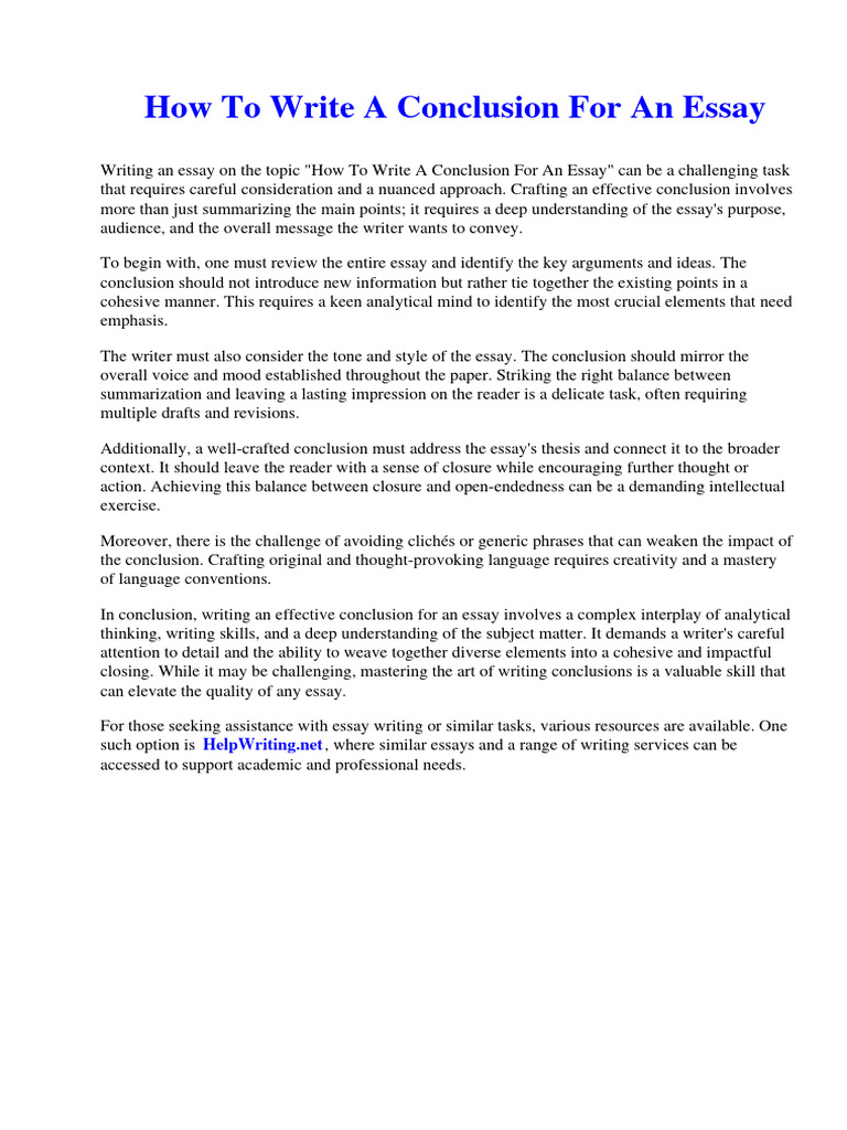 How To Write A Conclusion For An Essay | PDF | Essays