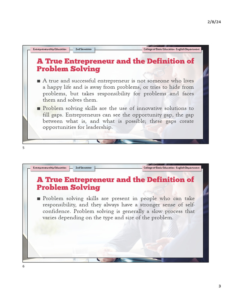 Entrepreneurship Problem Solving | PDF | Entrepreneurship | Psychology