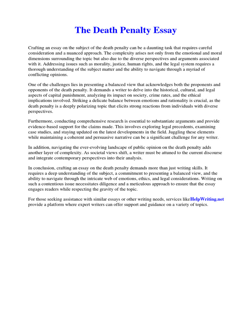The Death Penalty Essay | PDF