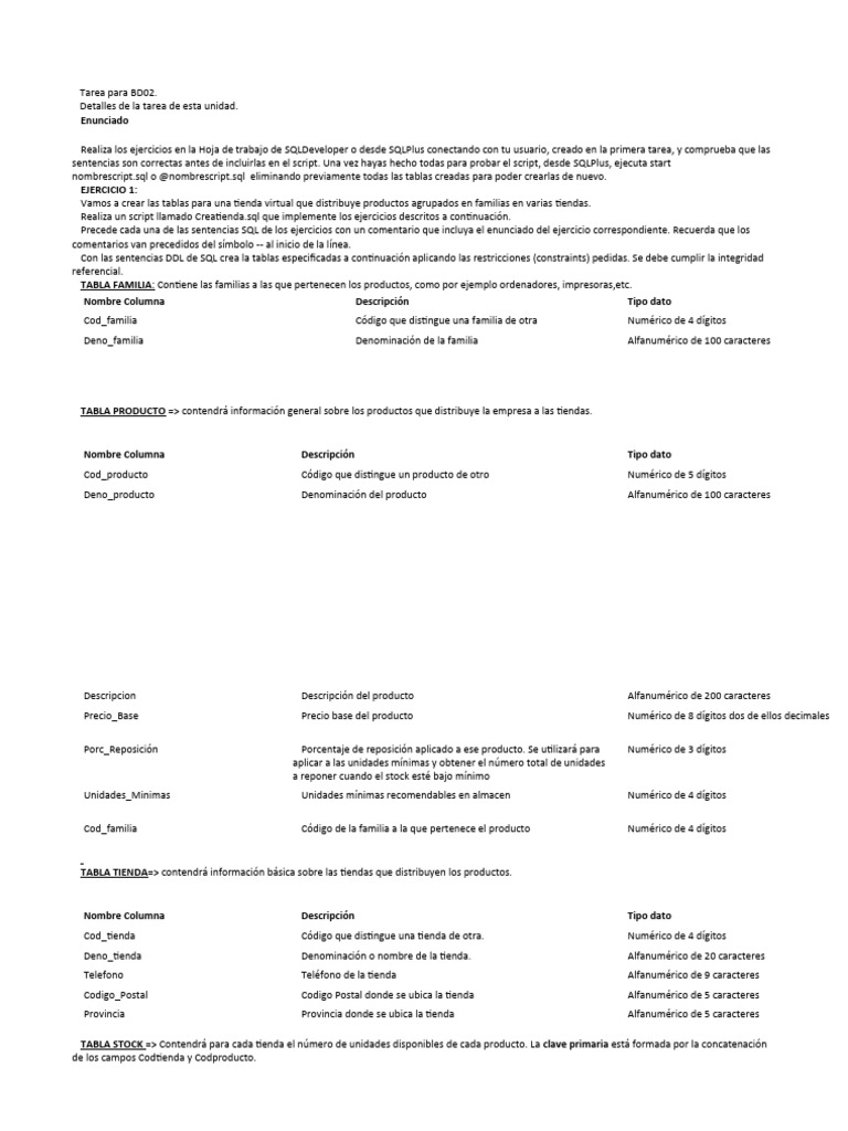 Tarea para BD02 | PDF | SQL | Archivo de computadora