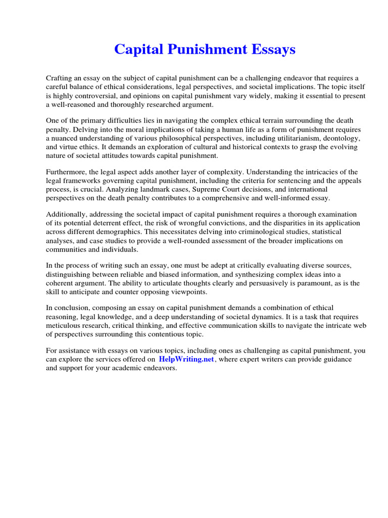 Capital Punishment Essays | PDF | Cell (Biology) | Prokaryote