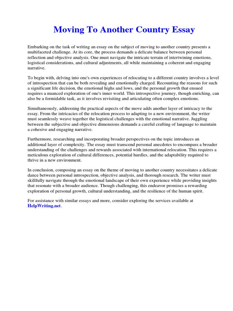 Moving To Another Country Essay | Download Free PDF | Guerrilla Warfare ...