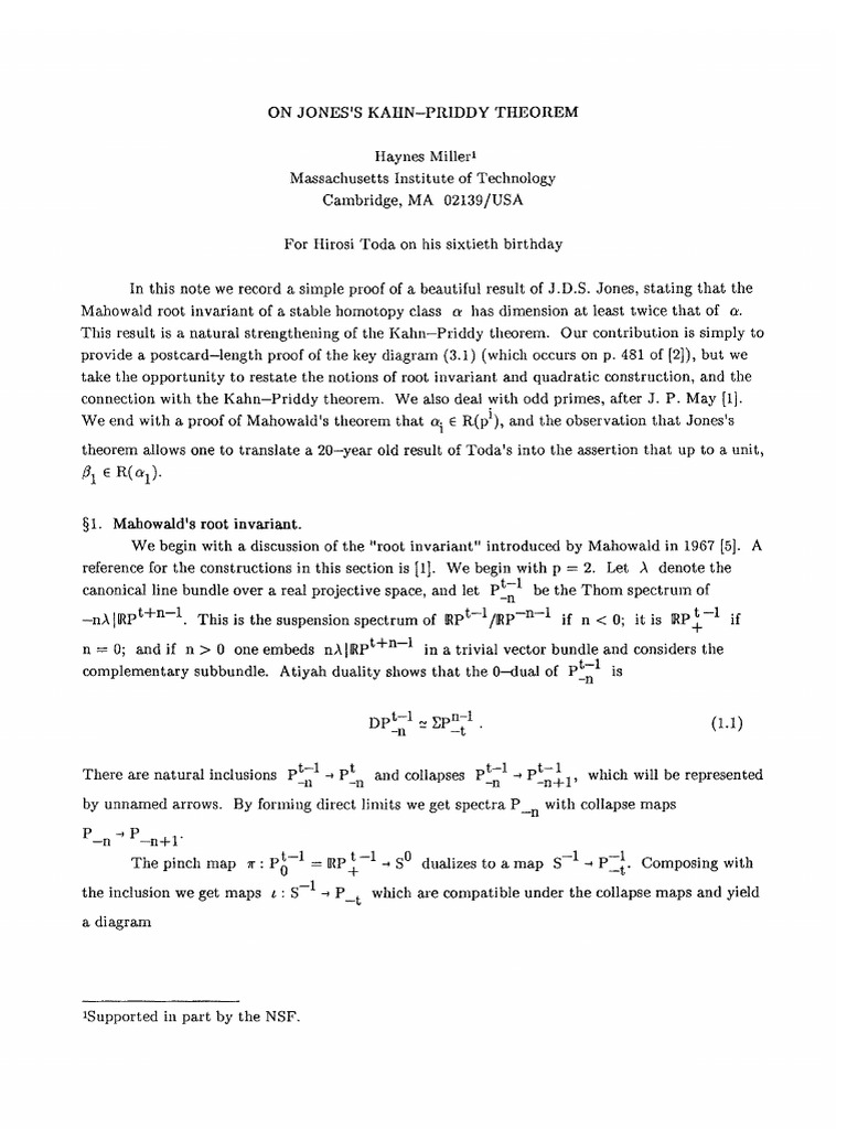 Miller - Jones-Kahn-Priddy | PDF | Algebra | Geometry