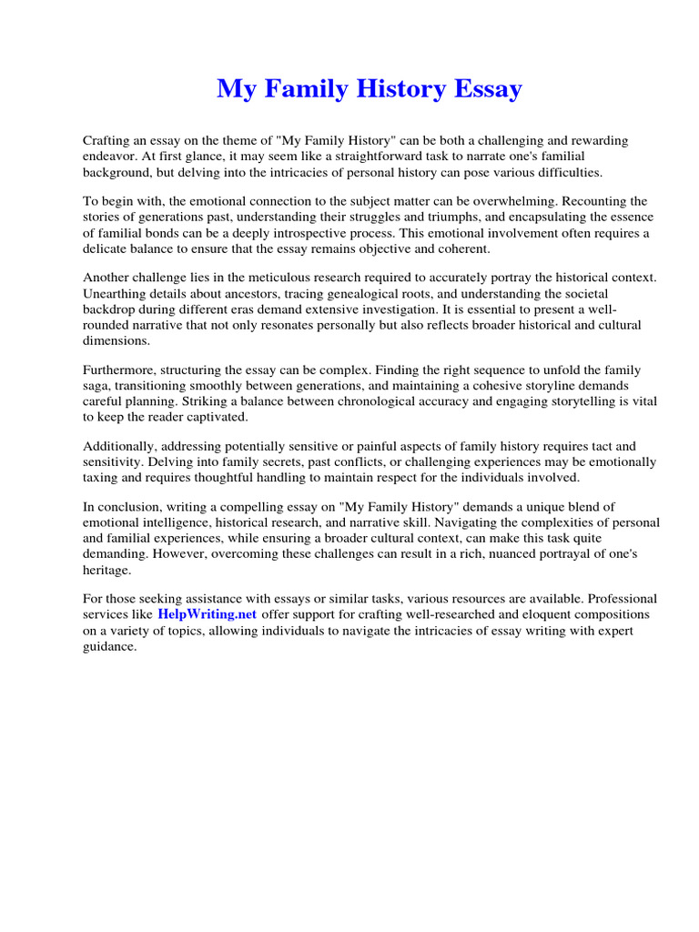 My Family History Essay | PDF