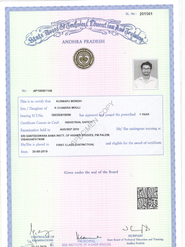 SBTET Certificate | PDF