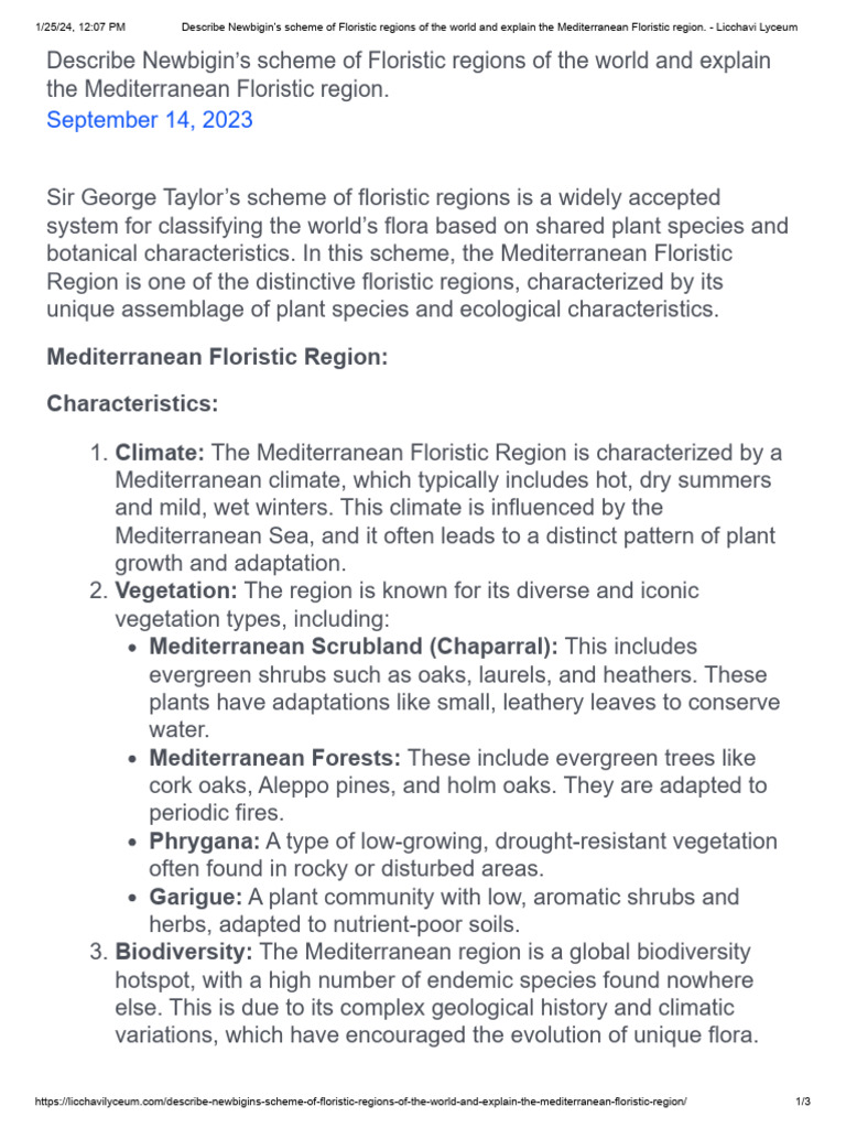 Mediterranean Floristic Region Overview | PDF | Biodiversity | Agriculture