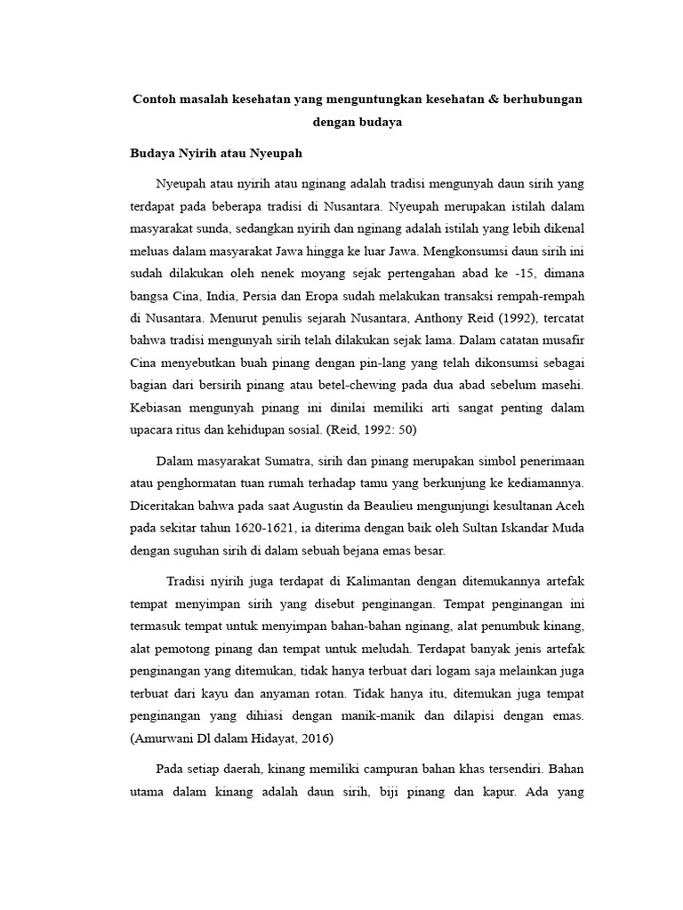 Contoh Budaya Yang Menguntungkan Kesehatan | PDF