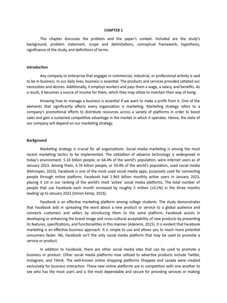 CHAPTER 1 Background of The Study | PDF