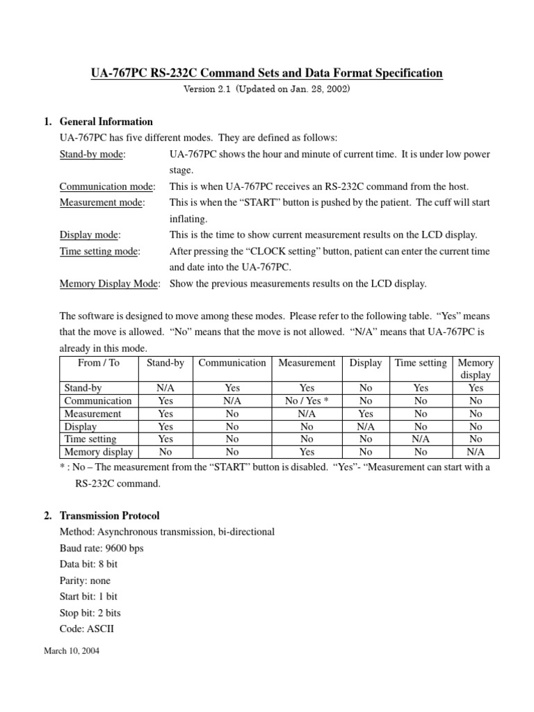 RS-232C Command Guide | PDF | Computing | Computer Engineering