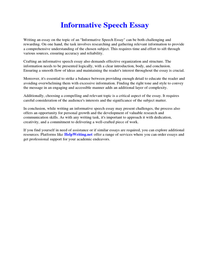 Informative Speech Essay | PDF | Essays