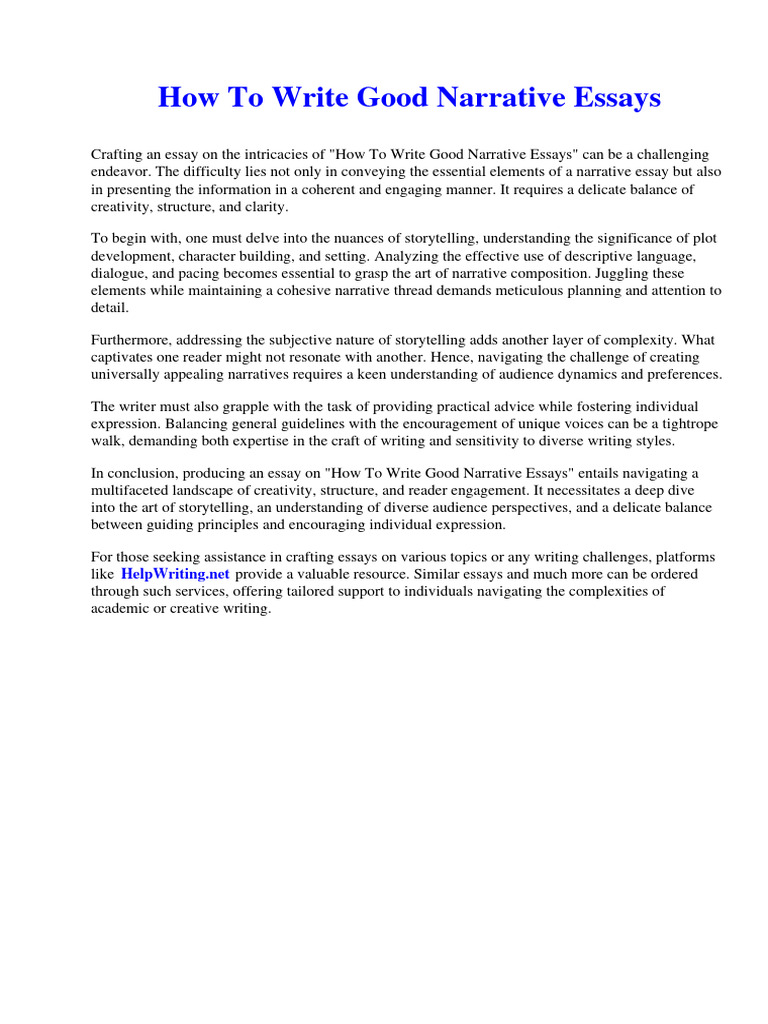 How To Write Good Narrative Essays | PDF | Four Noble Truths | Noble ...