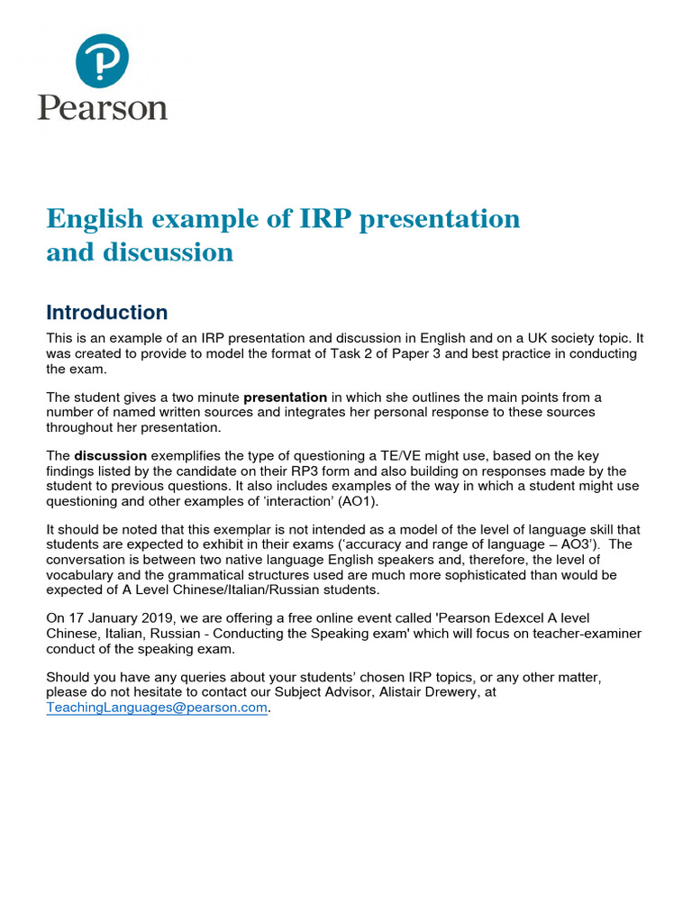 English IRP Presentation Example | PDF