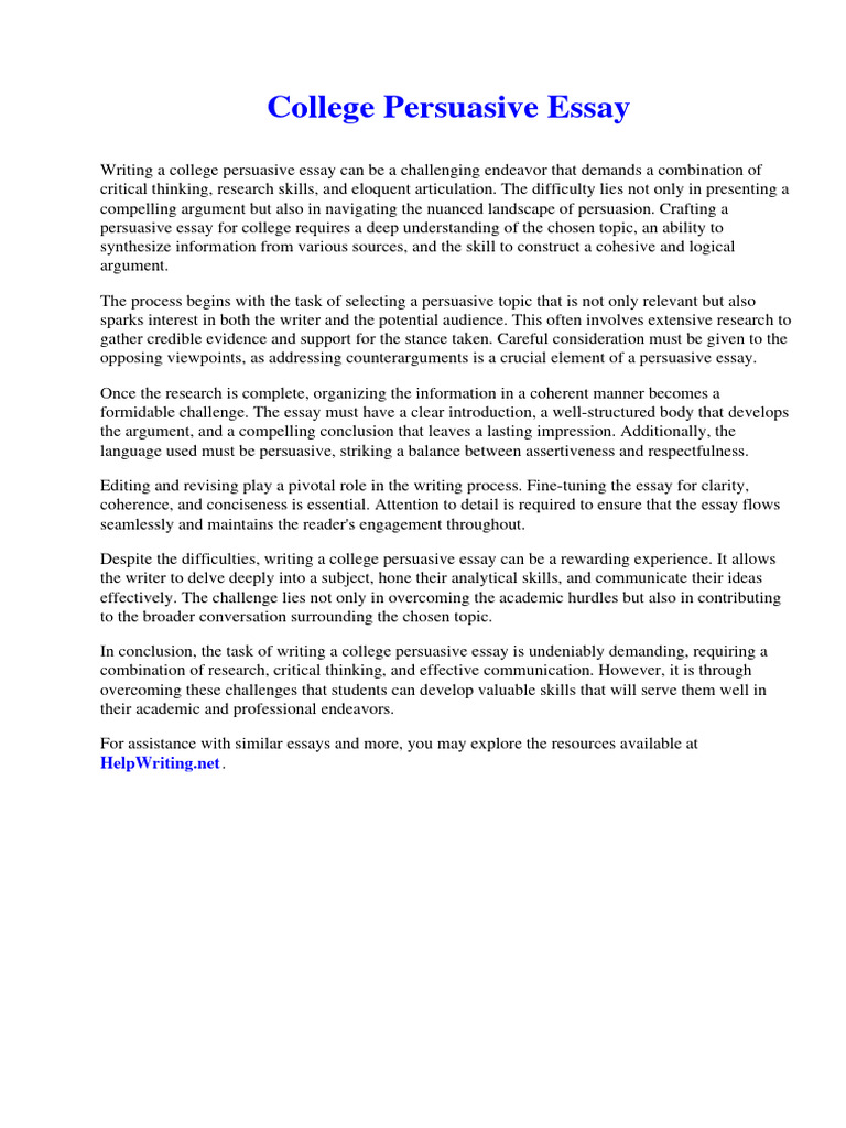 College Persuasive Essay | PDF