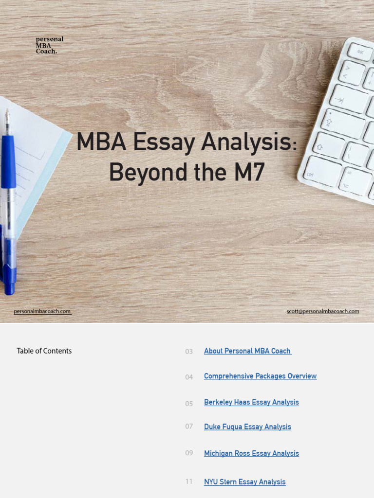 Personal MBA Coachs Beyond The M7 Essay Analysis E Book 2023 2024 | PDF ...