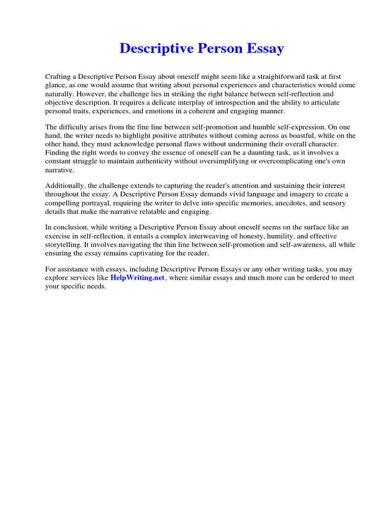 Descriptive Person Essay | Download Free PDF | Theory Of Mind | Nationalism