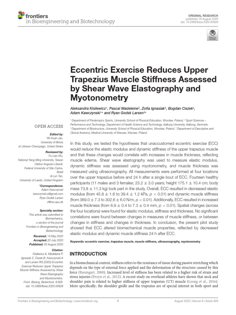 Eccentric Exercise Reduces Upper Trapezius Muscle | PDF | Clinical ...