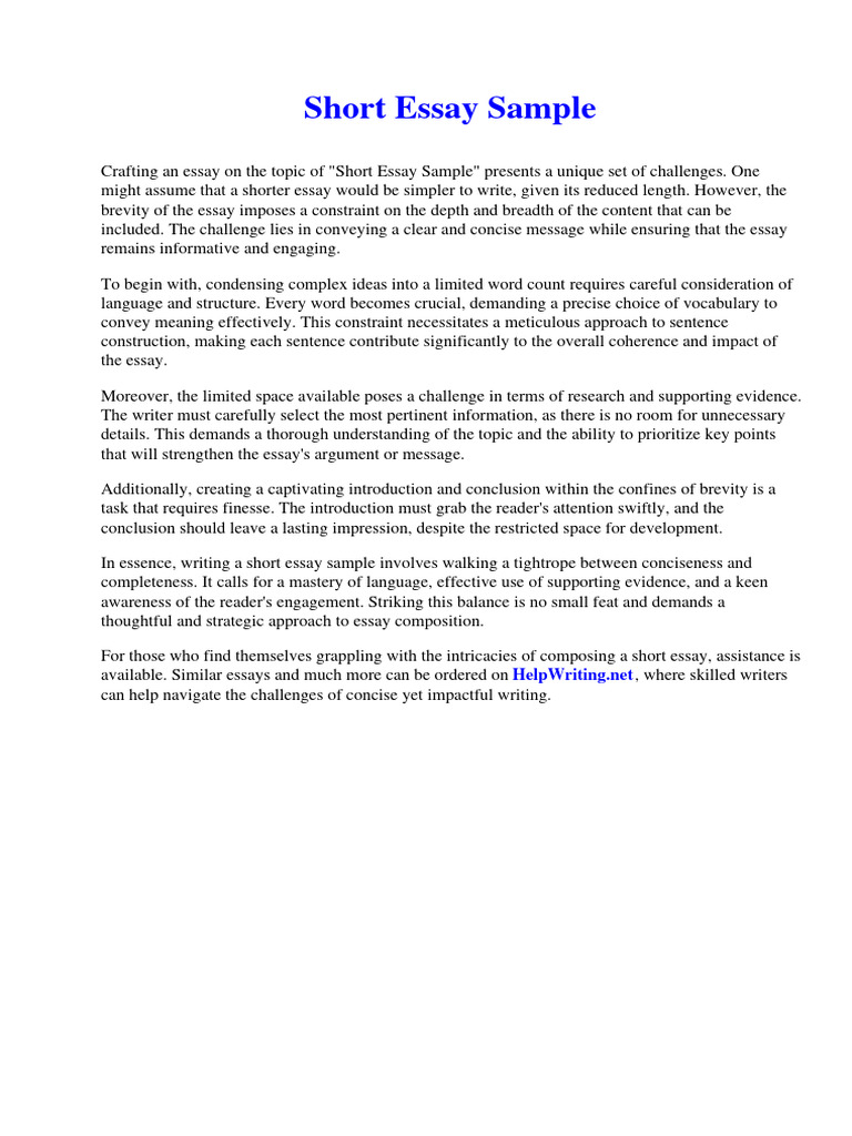 Short Essay Sample | PDF | Essays | Color